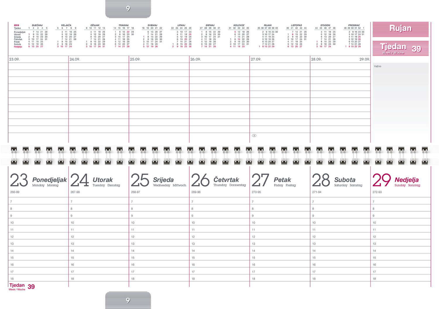 Stolni planer Matera – kalendar