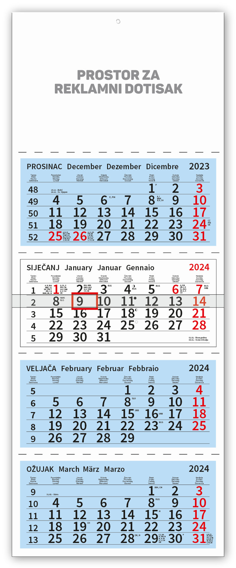 Četverodijelni kalendar - kalendar